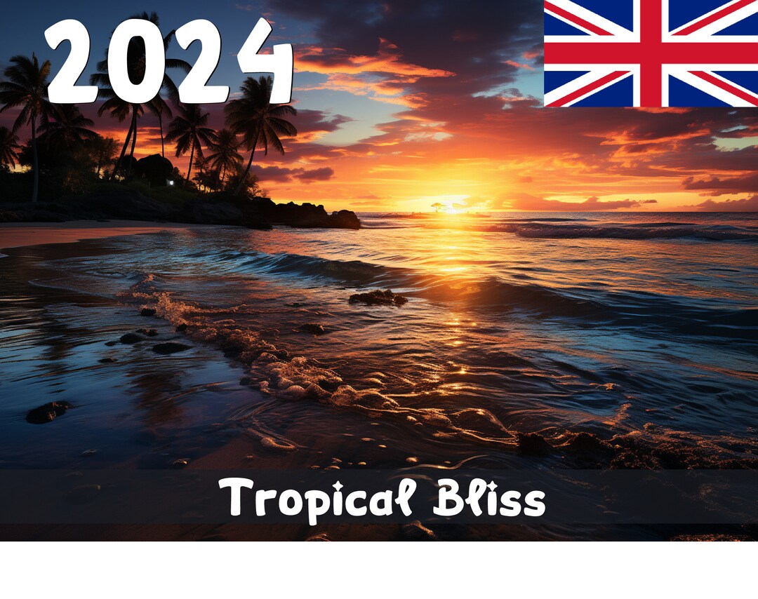 2024 Tropical Bliss Calendar Printable PDF United Kingdom - Etsy