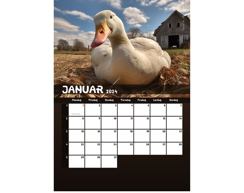 Barnyard Bliss 2024 Calendar Printable Scandinavia - Etsy
