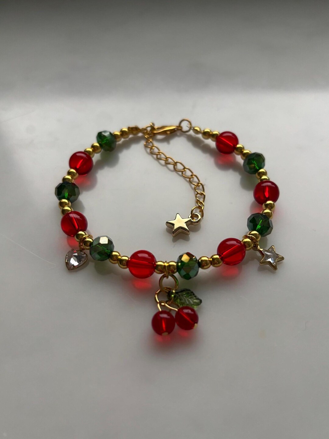 Cute Cherry Themed Beaded Bracelet - Etsy