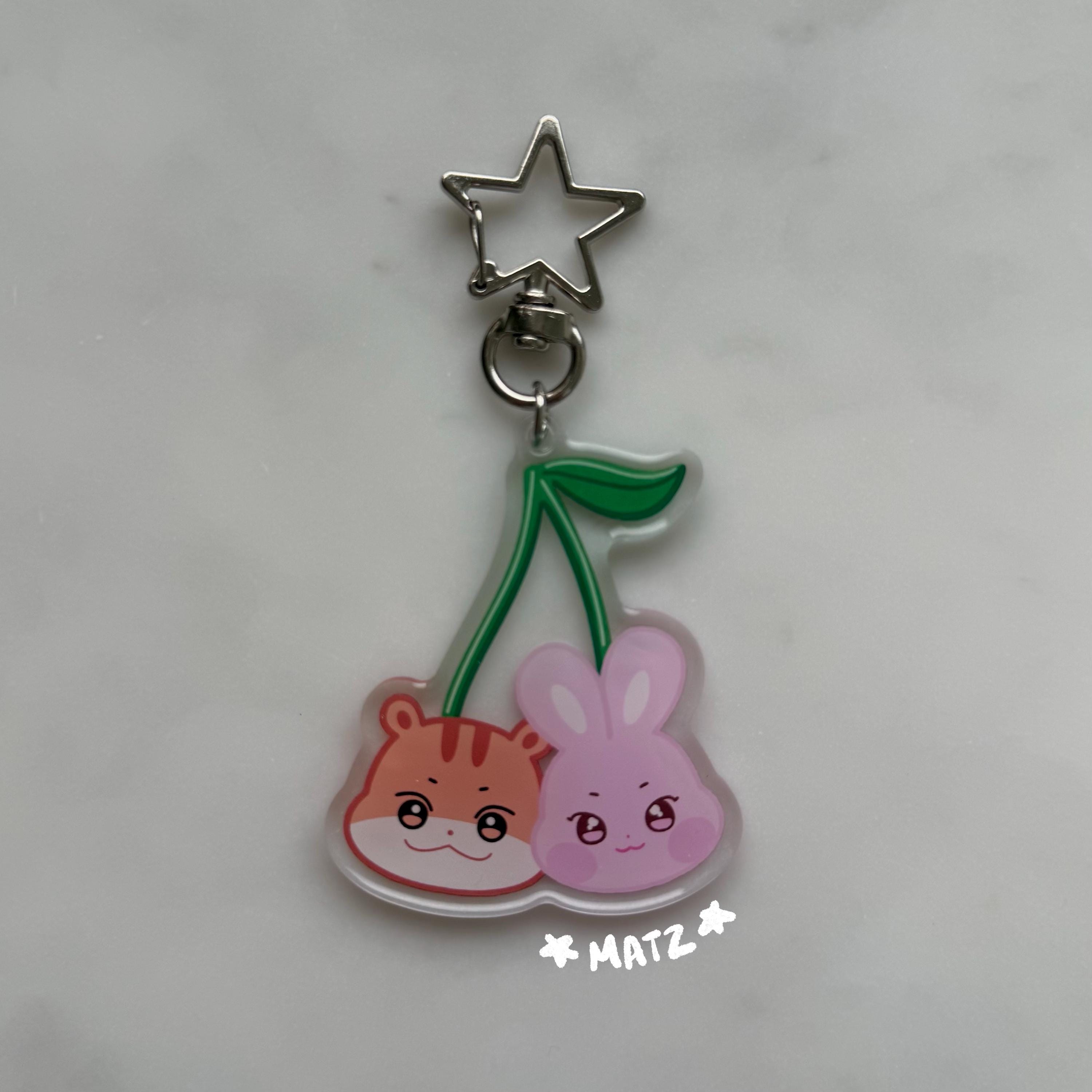 Ateez Aniteez-inspired Cherry Duo Keychains | Kpop Charms | Fanmade ...