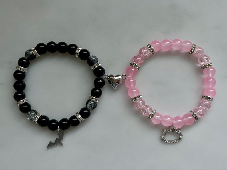 Bat Superhero and Hello Kitty Matching Bracelets With Heart Magnet ...