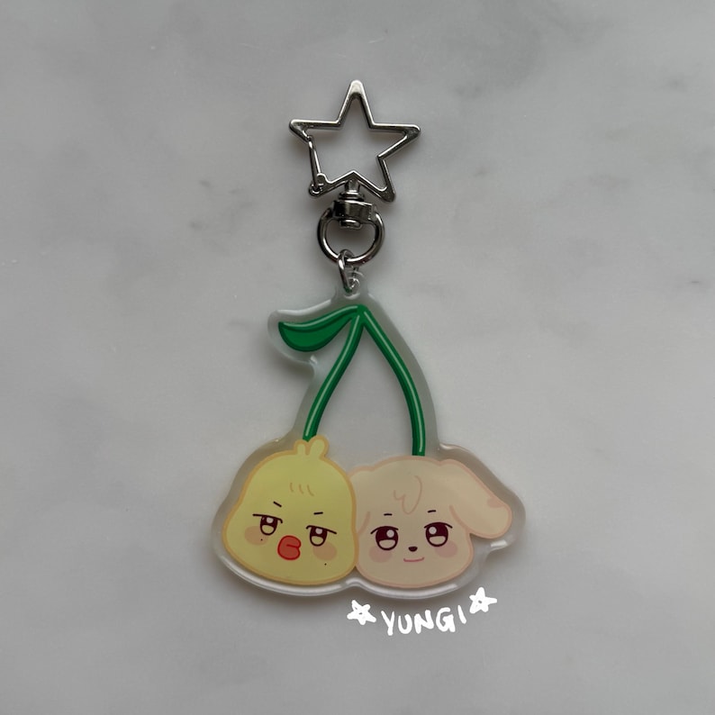 Ateez Aniteez-inspired Cherry Duo Keychains | Kpop Charms | Fanmade ...