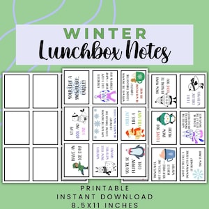 Winter Lunch Box Notes Cute Note Cards Printable Lunchbox - Etsy