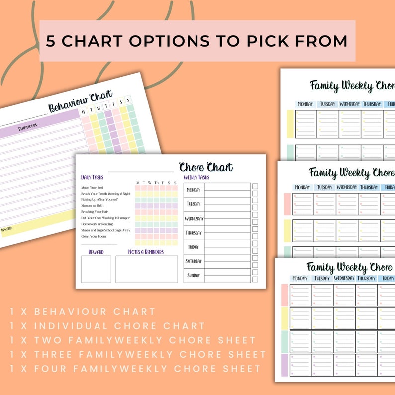 Family Chore Chart Bundle Daily Task List Chore Chart - Etsy