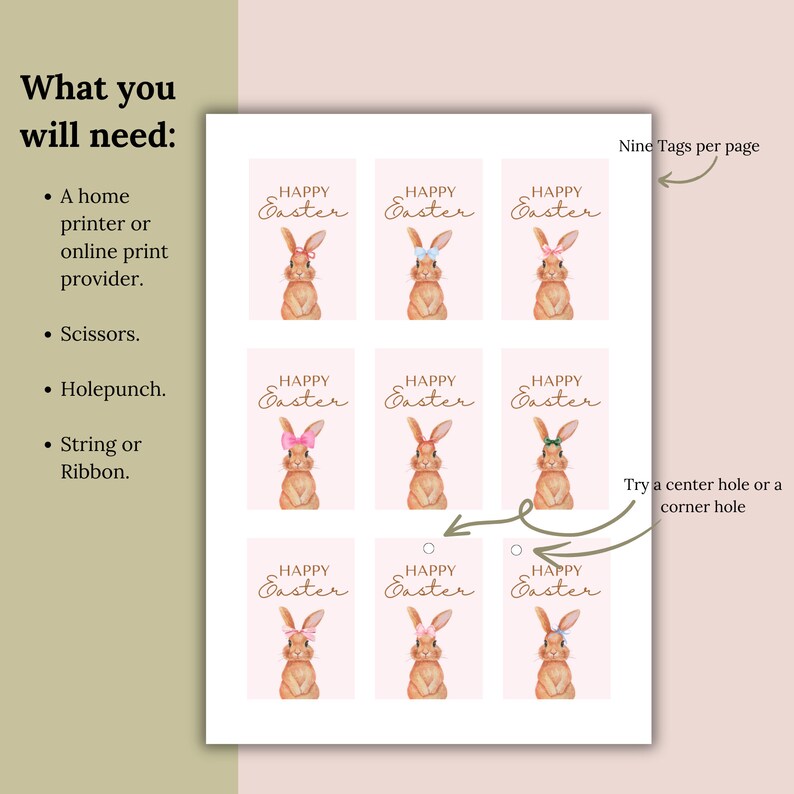 Easter Gift Tag Printable, Easter Coquette, Kids Easter Basket ...