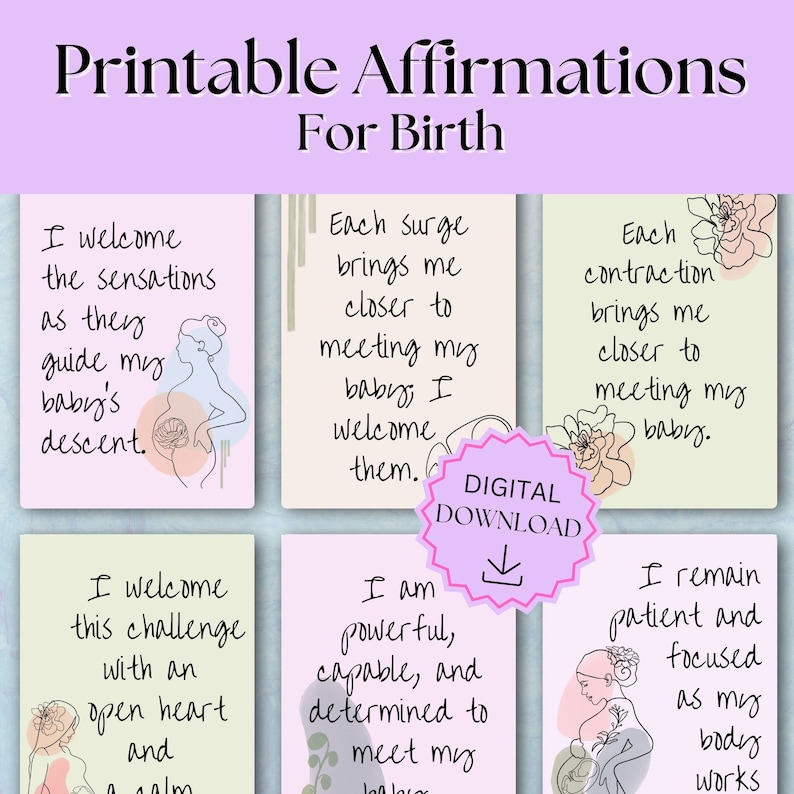 40 Birth Affirmation Cards Printable, Instant Download, Pregnancy ...