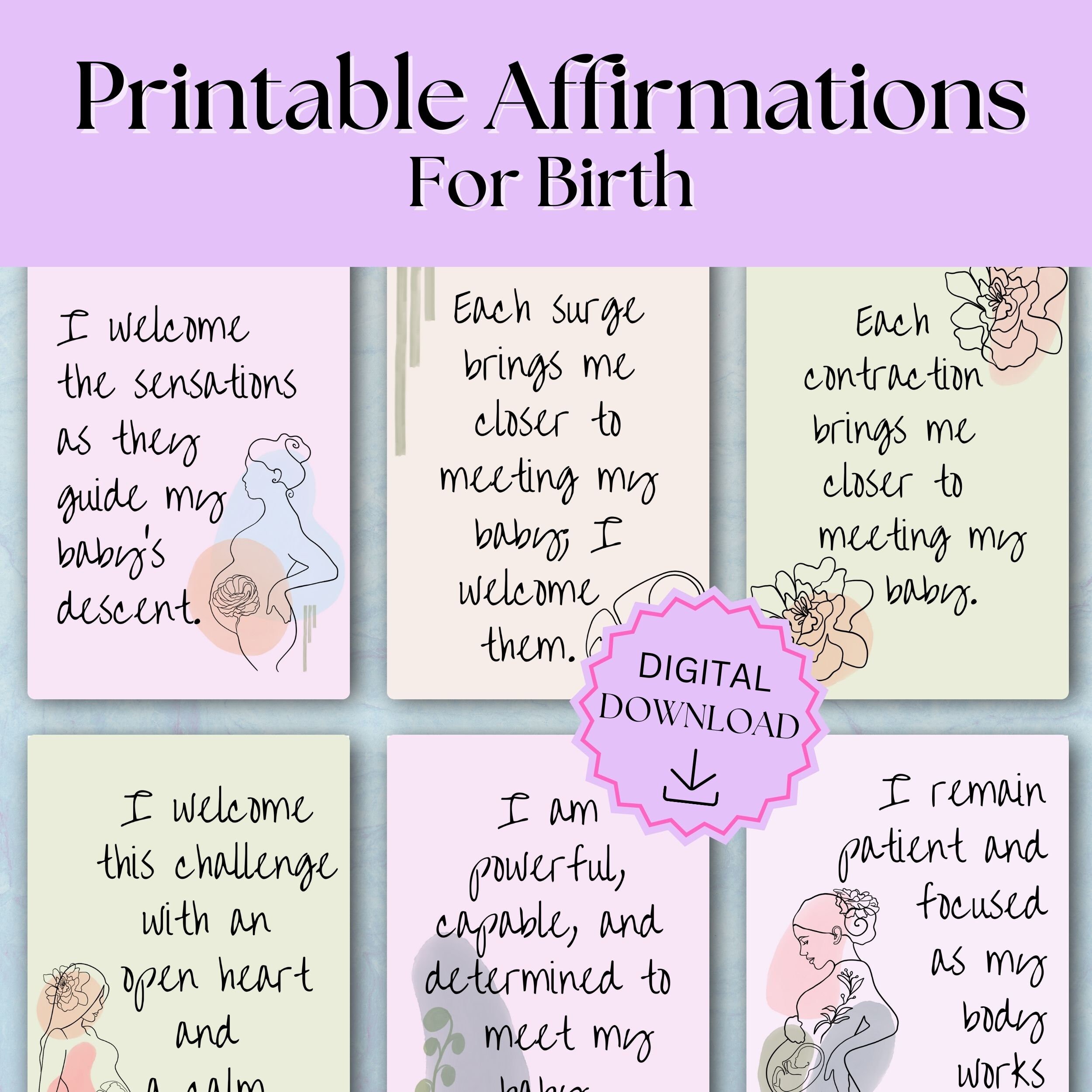 40 Birth Affirmation Cards Printable Instant Download - Etsy