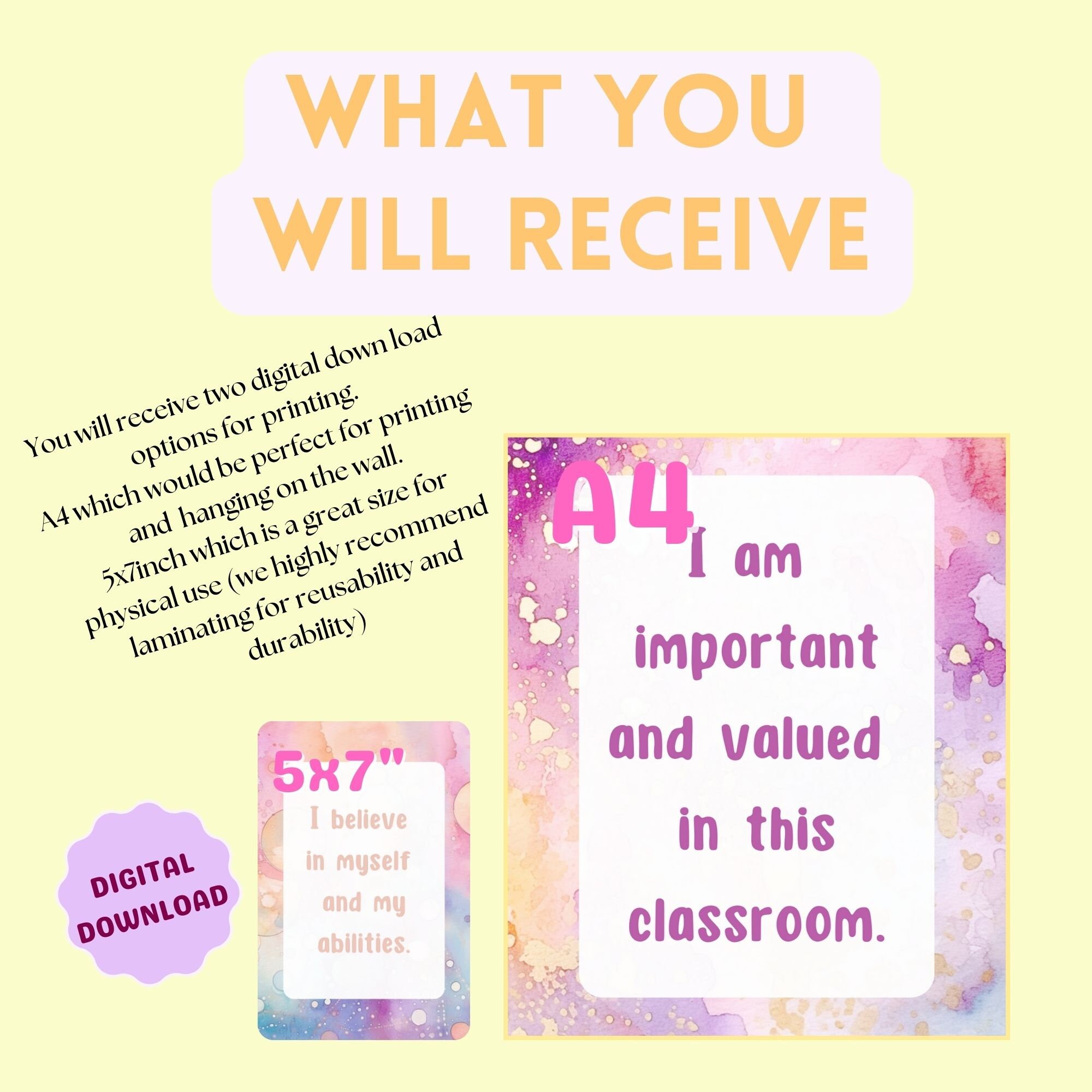 Watercolor Printable Affirmation Cards for Students, Classroom ...