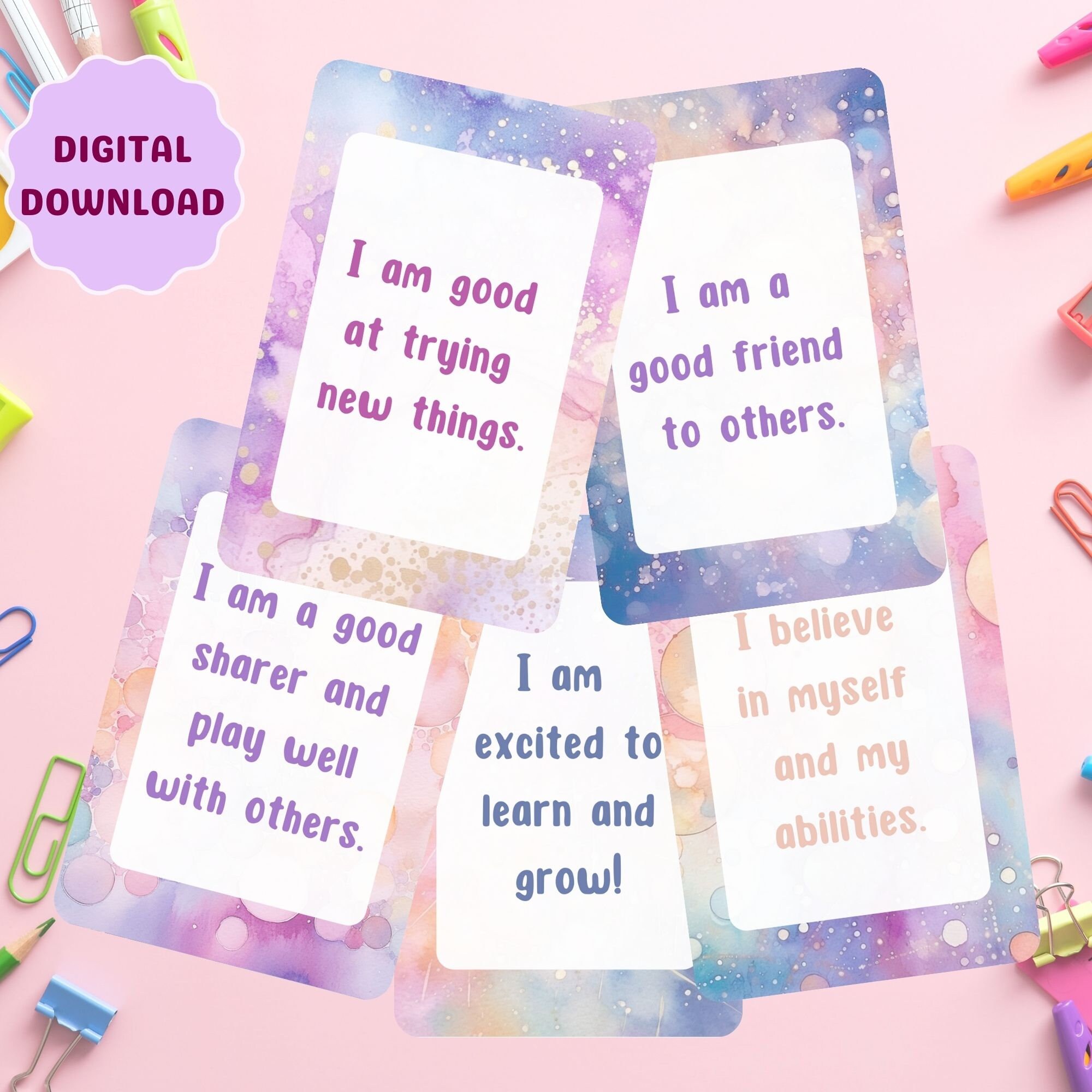 Watercolor Printable Affirmation Cards for Students, Classroom ...