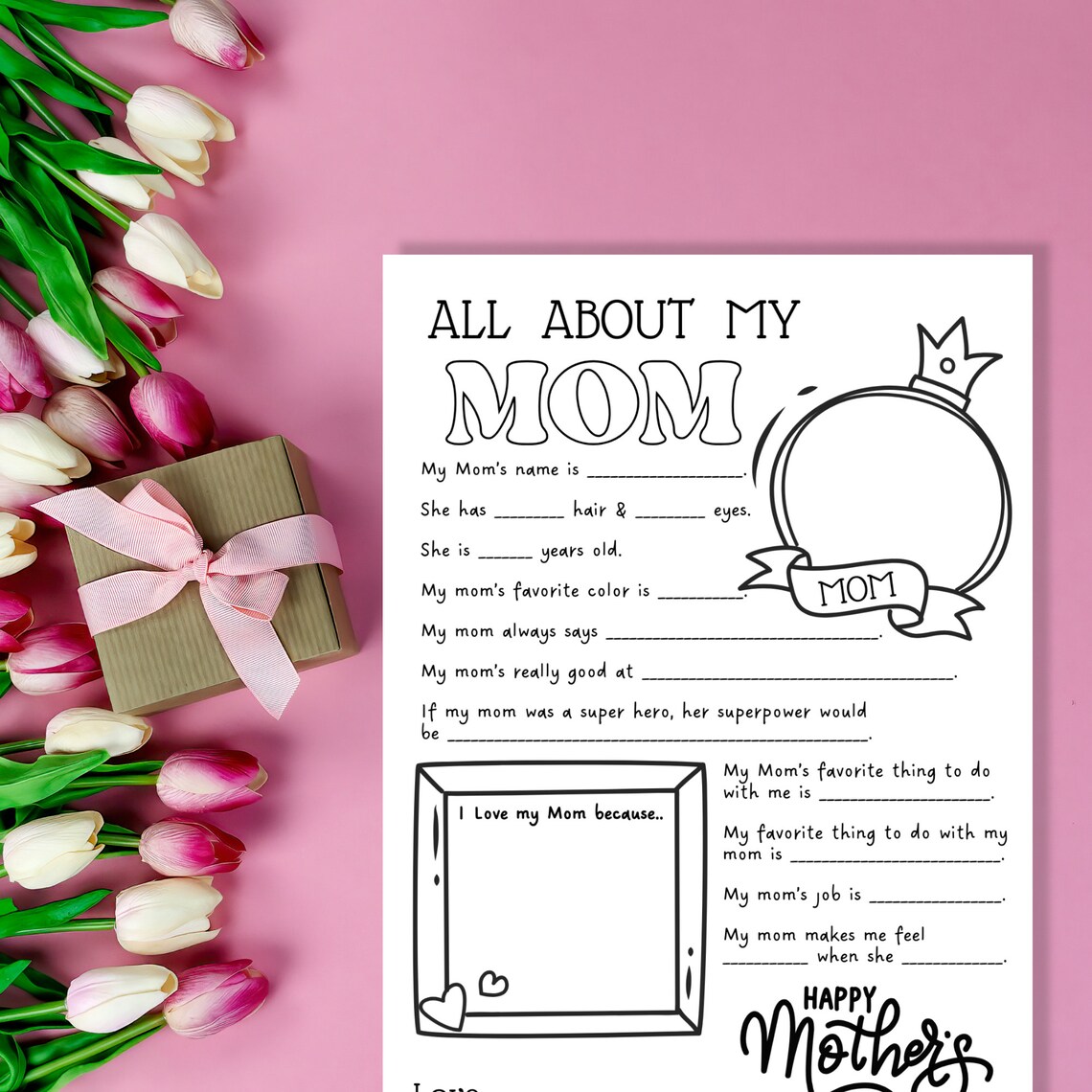 All About Mom, Mothers Day Printable, Mothers Day Activity, Mothers Day ...