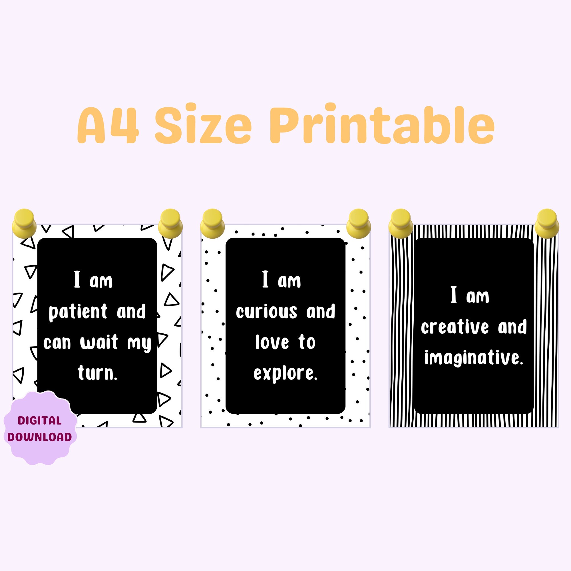 Printable Positive Affirmation Cards for Students, Black and White 5x7 ...