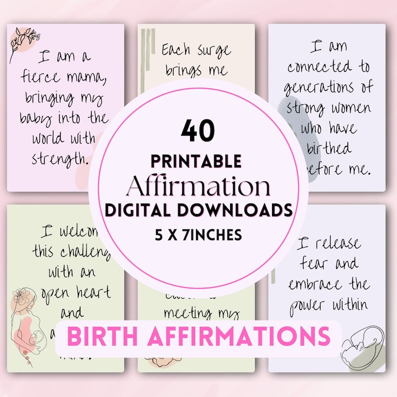 40 Birth Affirmation Cards Printable, Instant Download, Pregnancy ...