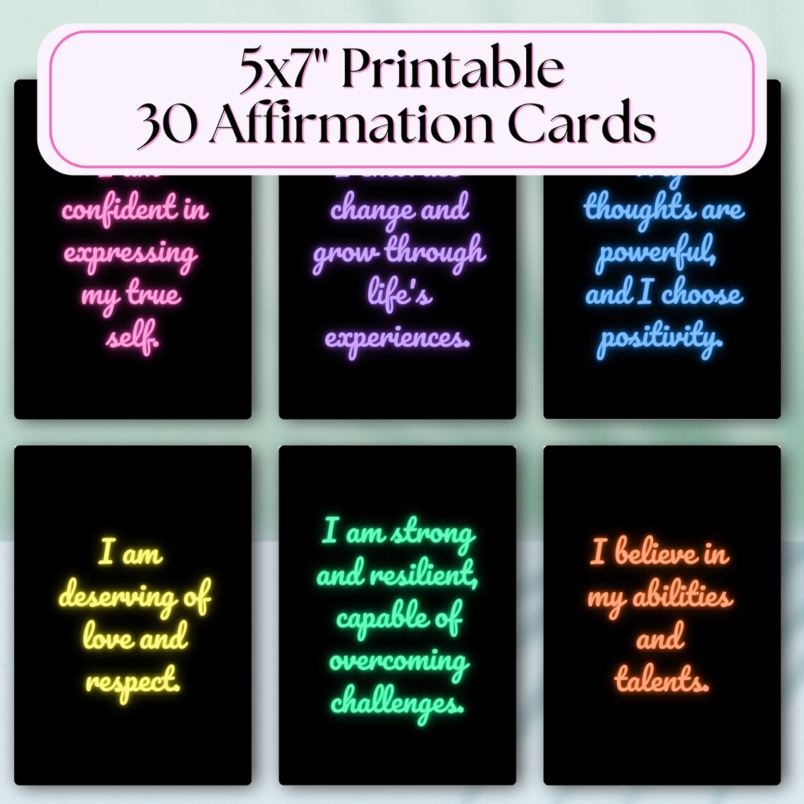 Affirmation Cards for Teens, Neon Aesthetic, Empowering Affirmations ...