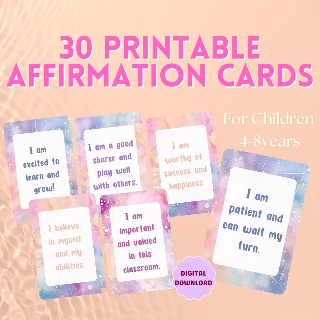 Watercolor Printable Affirmation Cards for Students, Classroom ...