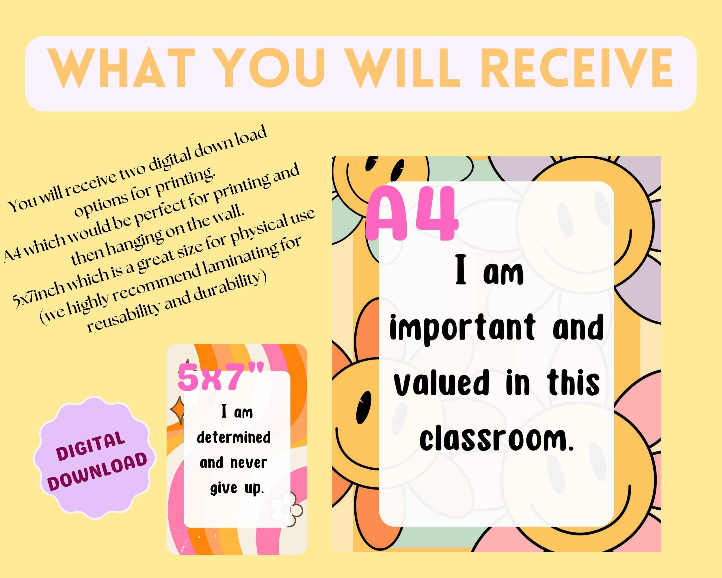 30 Retro Printable Affirmation Cards for Students, Classroom ...