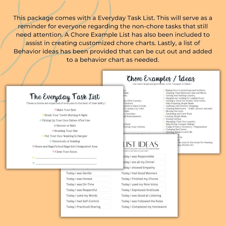 Family Chore Chart Bundle Daily Task List Chore Chart - Etsy