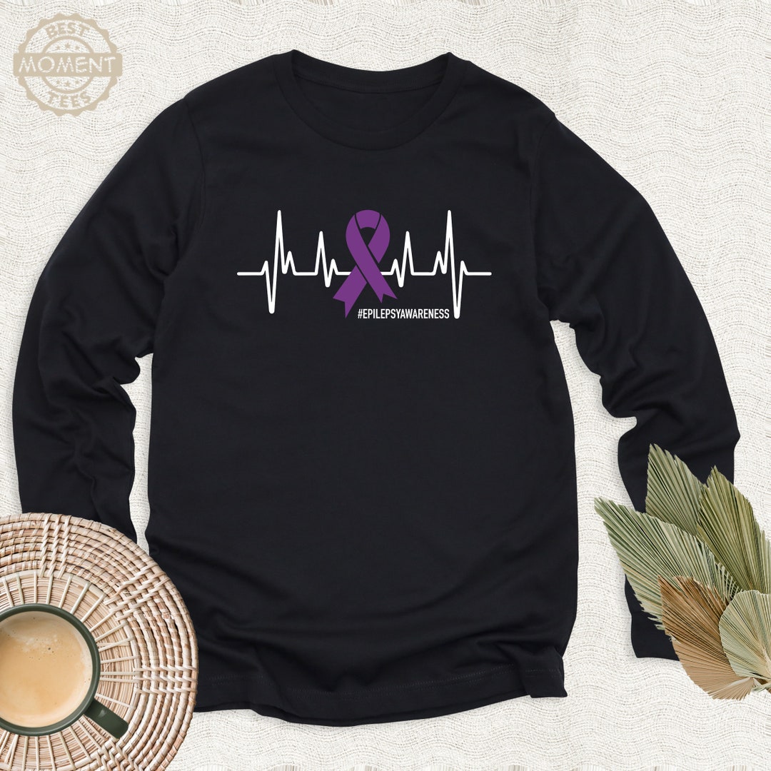 Epilepsy Awareness Purple Ribbon Long Sleeve Shirt, in November Support ...