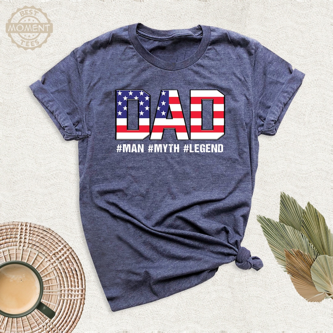 American Flag Dad Shirt, Fathers Day Gift Tshirt, Patriotic Day Dad Tee ...