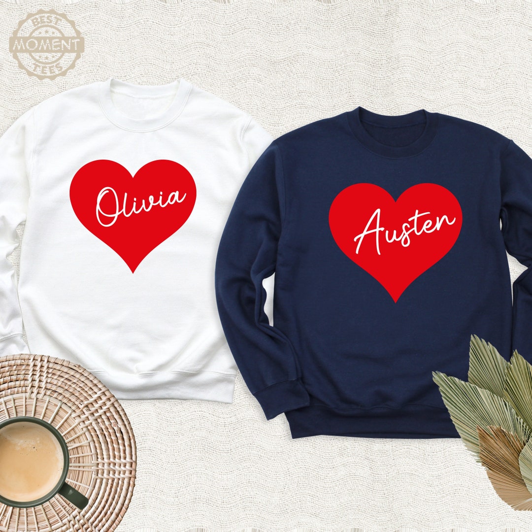 Valentines Day Big Red Heart Custom Sweatshirt, Personalized Couple ...