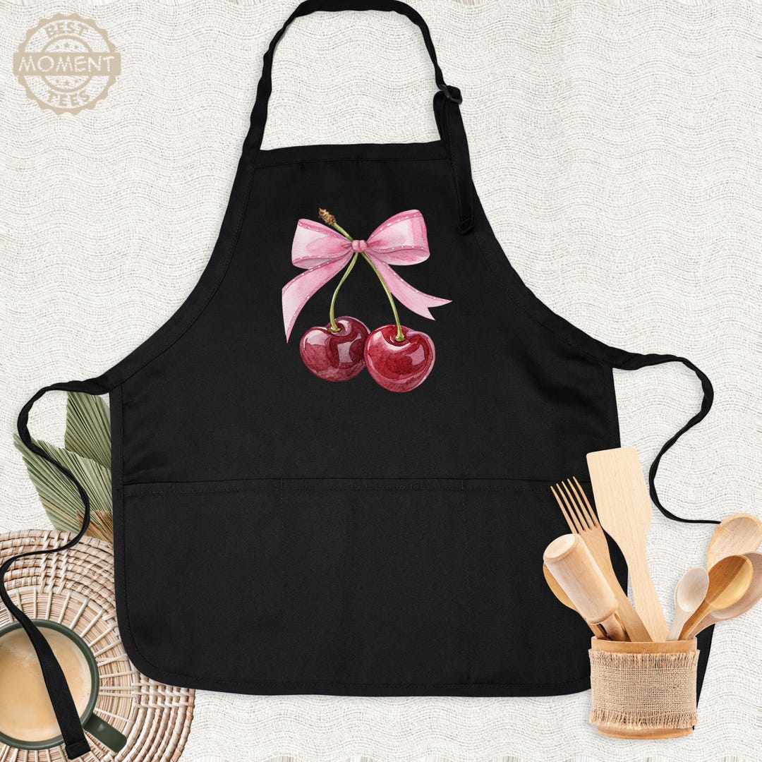 Cherry Bow Apron, Mom Apron, Mama's Kitchen Apron, Head Chef Apron ...