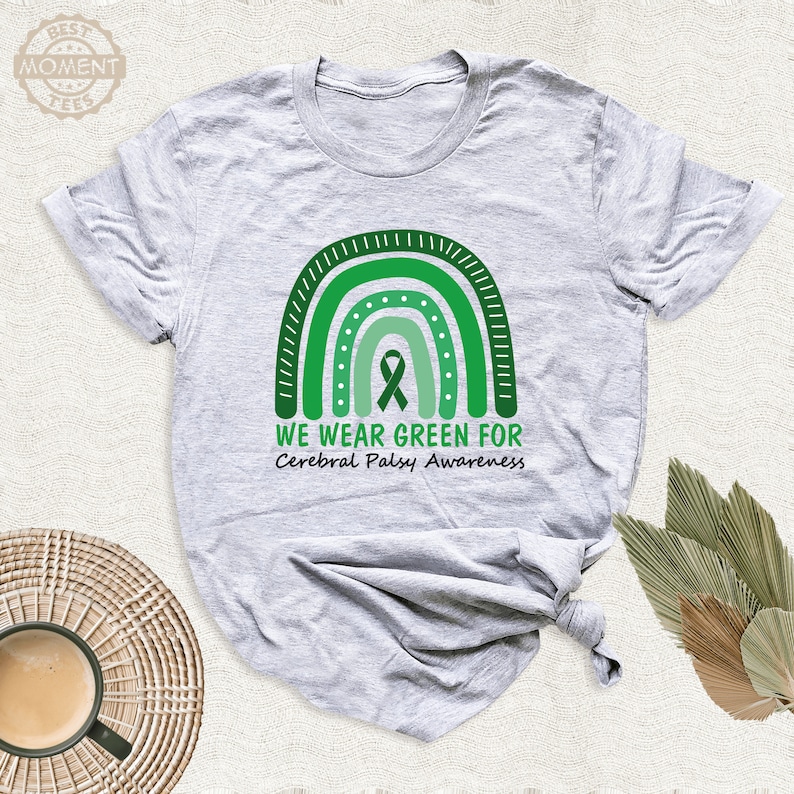 We Wear Green for Cerebral Palsy Awareness Shirt, Green Rainbow Shirt, Cerebral Palsy Support ...