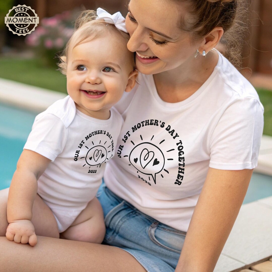 Our 1st Mothers Day Together Matching Heart Shirt, Mother and Baby Cute ...