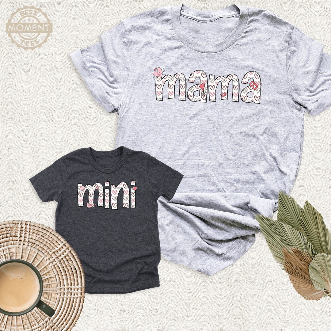 Mama Mini Heart Butterfly Shirts, Mom Baby Matching Cute Tshirt, Mommy ...