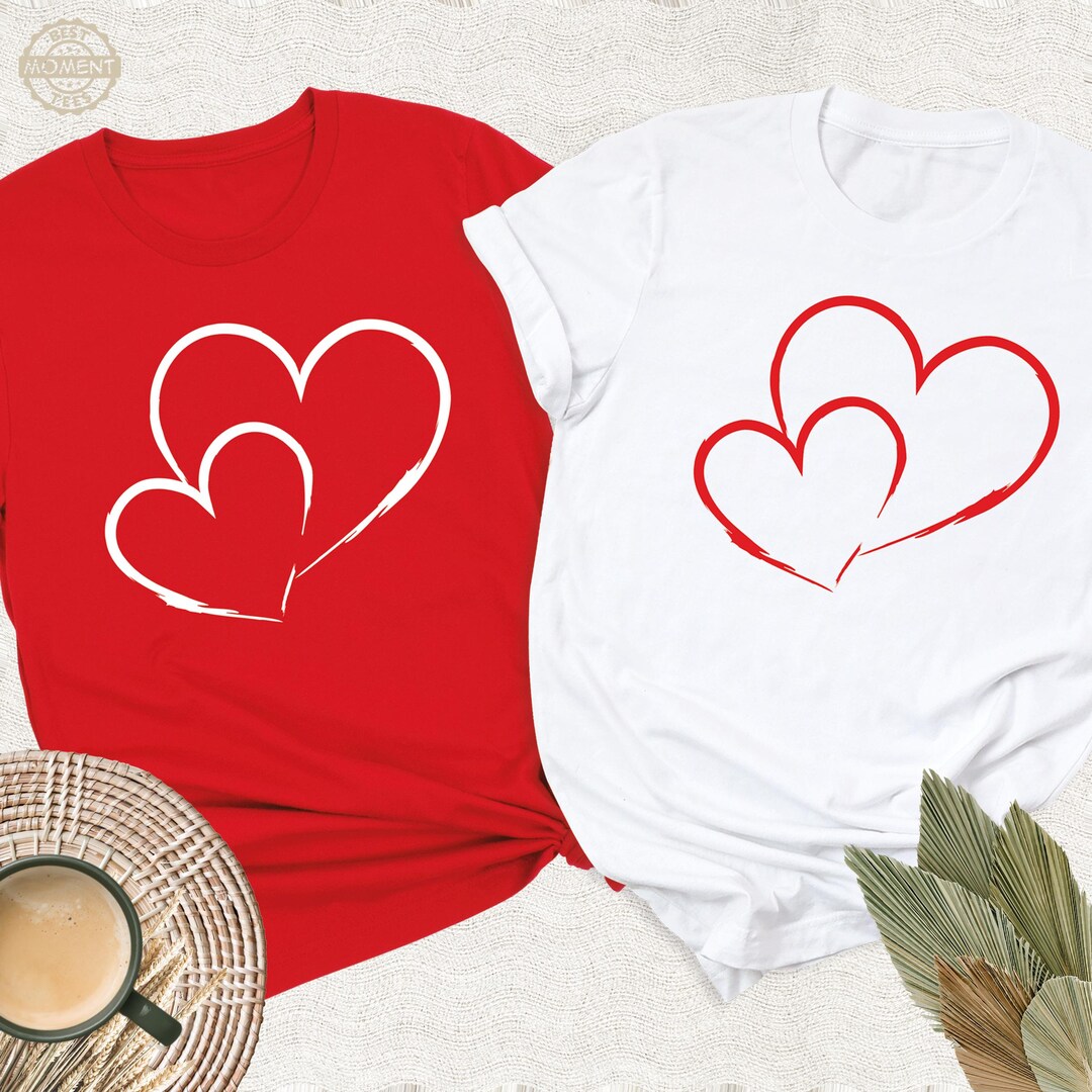 Valentines Day Couple Shirt Red Heart Valentine Matching Tee ...