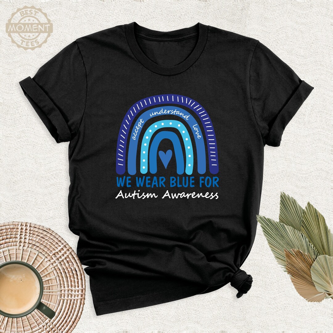 Autism Awareness Blue Rainbow Support Squad Shirt, Autism Group ...