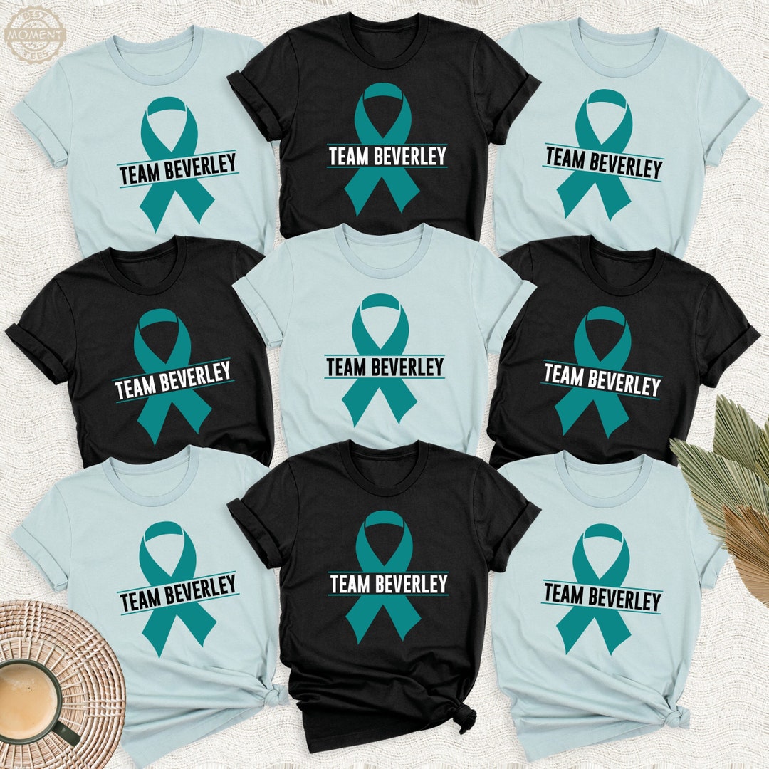Cervical Cancer Teal Ribbon Team Shirt, Ovarian Cancer Awareness Group ...