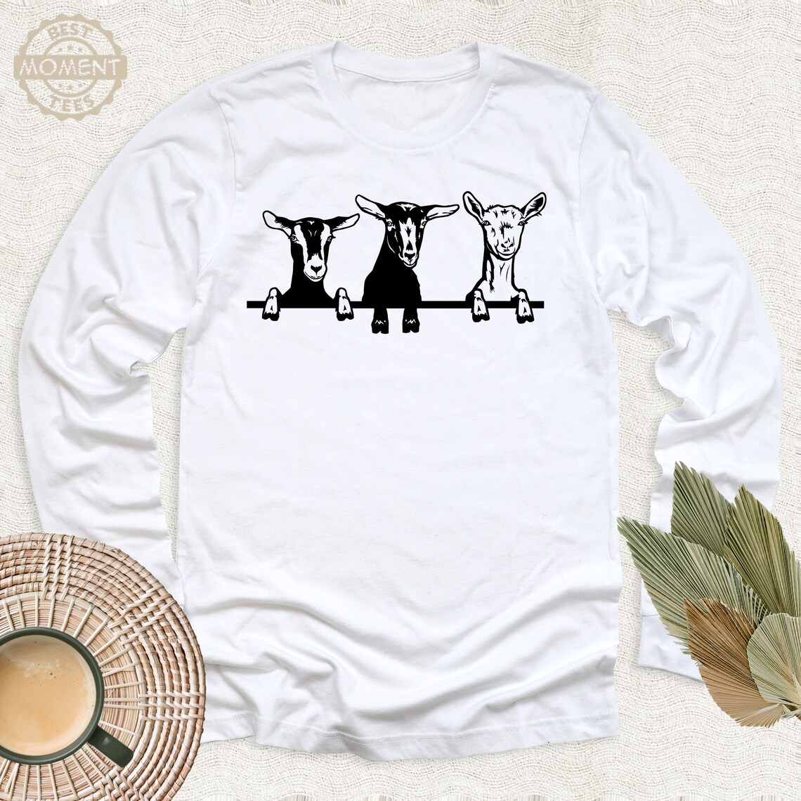 Goats Farm Sweatshirt, Farm Animal Long Sleeve Shirt, Goat Mom Hoodie ...