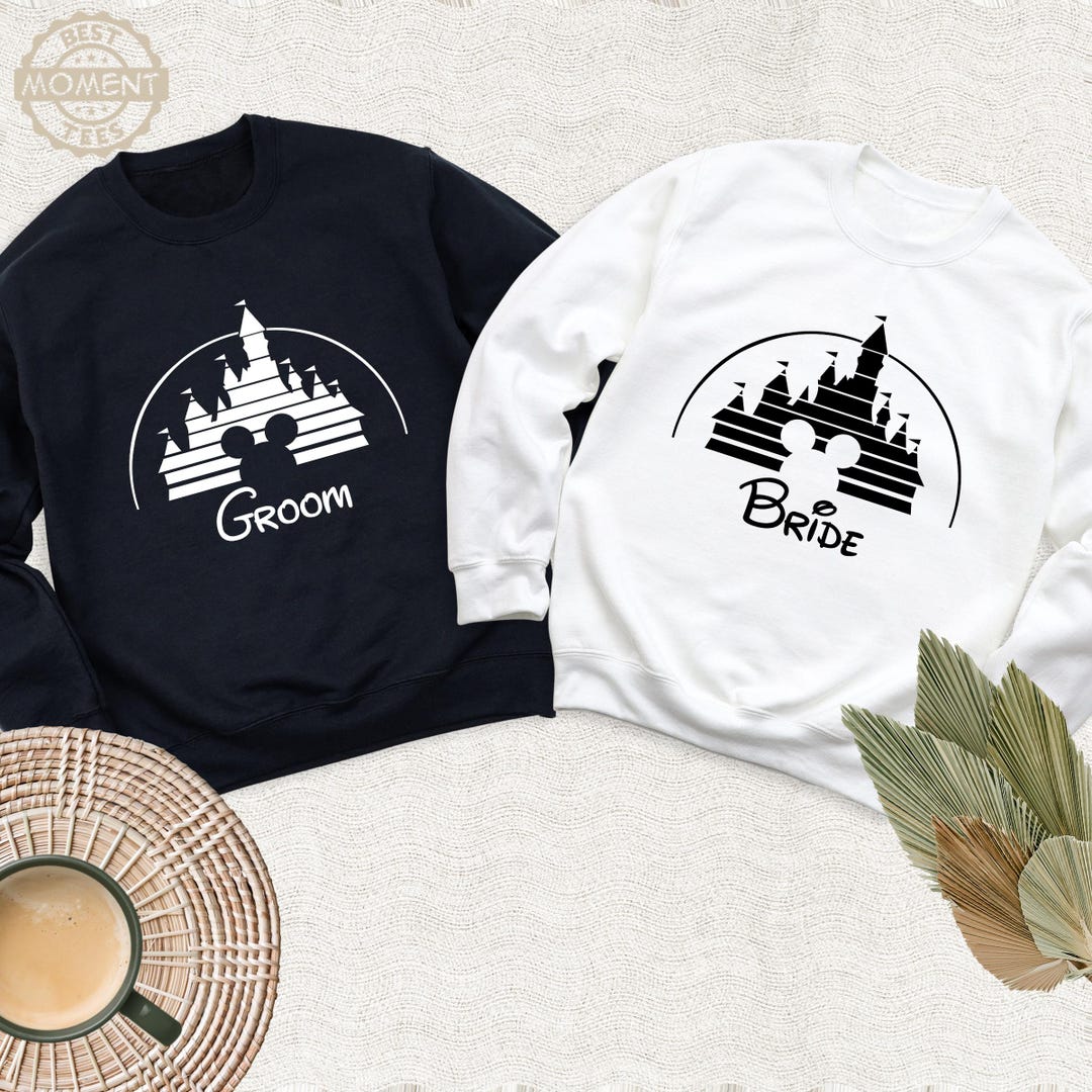 Disney Bride and Groom Sweatshirt, Honeymoon Couple Long Sleeve Tee ...