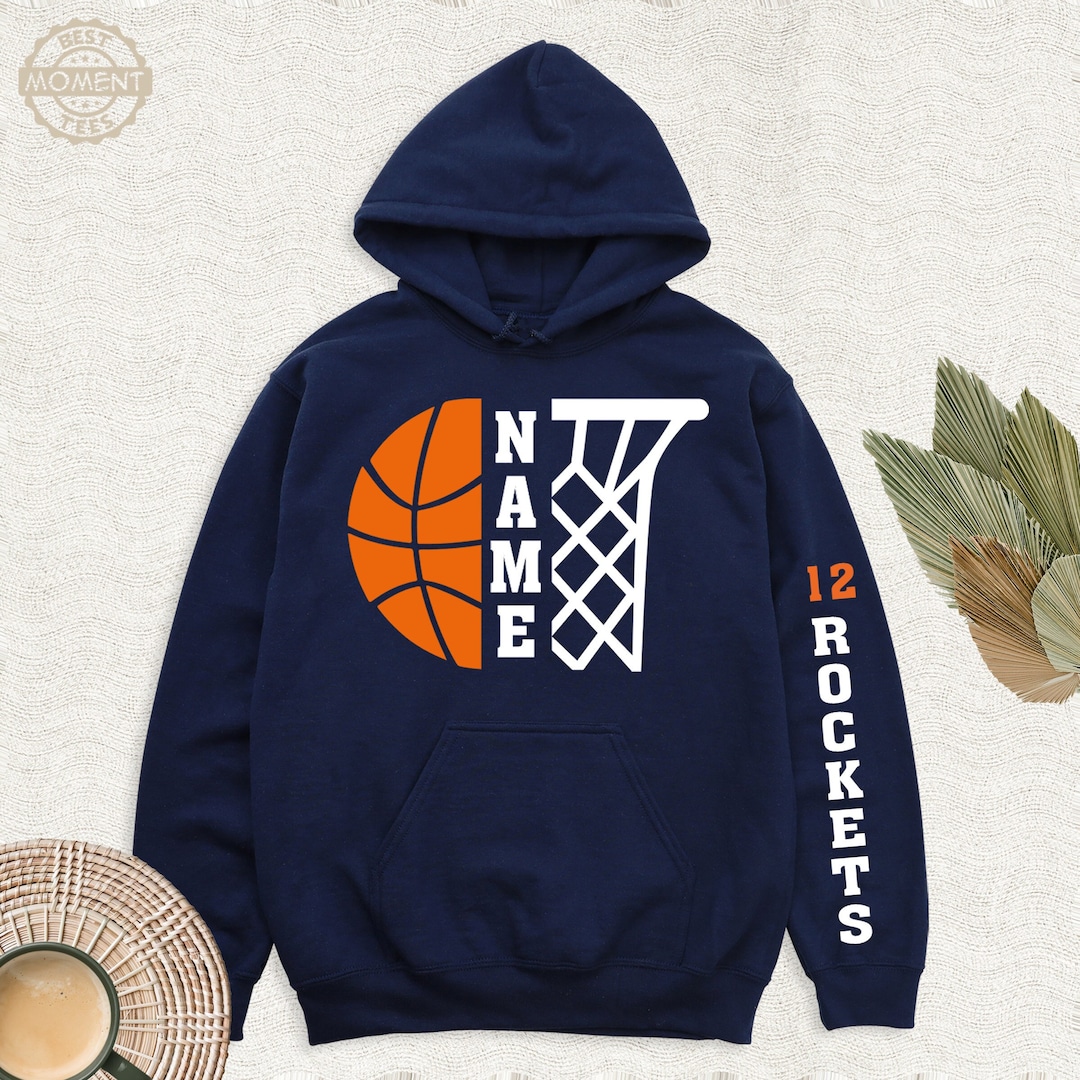 Personalized Basketball Name and Number on Sleeve Hoodie, Basketball ...