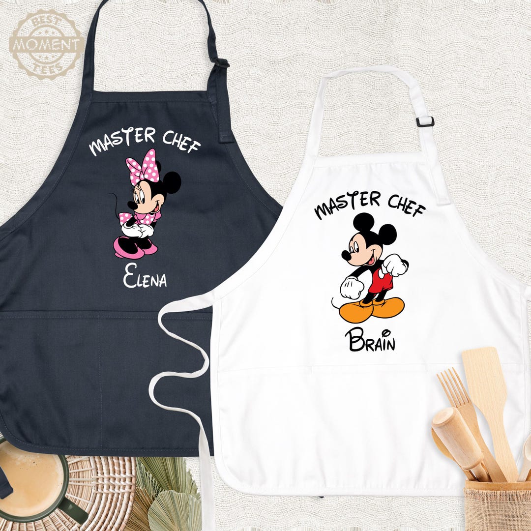 Disney Minnie Mickey Apron Disney Custom Name Master Chef Apron, Disney ...