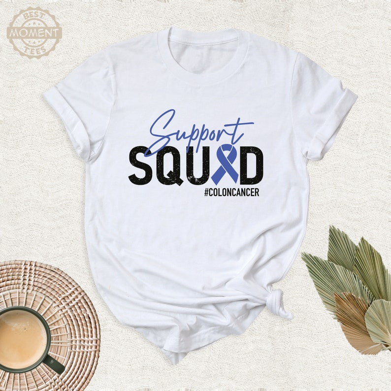 Support Squad Colon Cancer Shirt, Blue Ribbon Survivor Tshirt, Colon ...