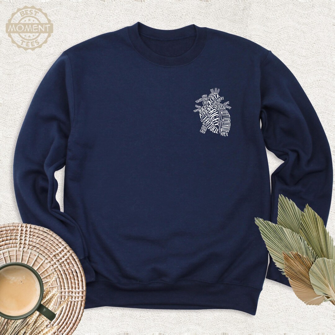 Heart Anatomy Pocket Sweatshirt, Nursing School Long Sleeve, Anatomical ...