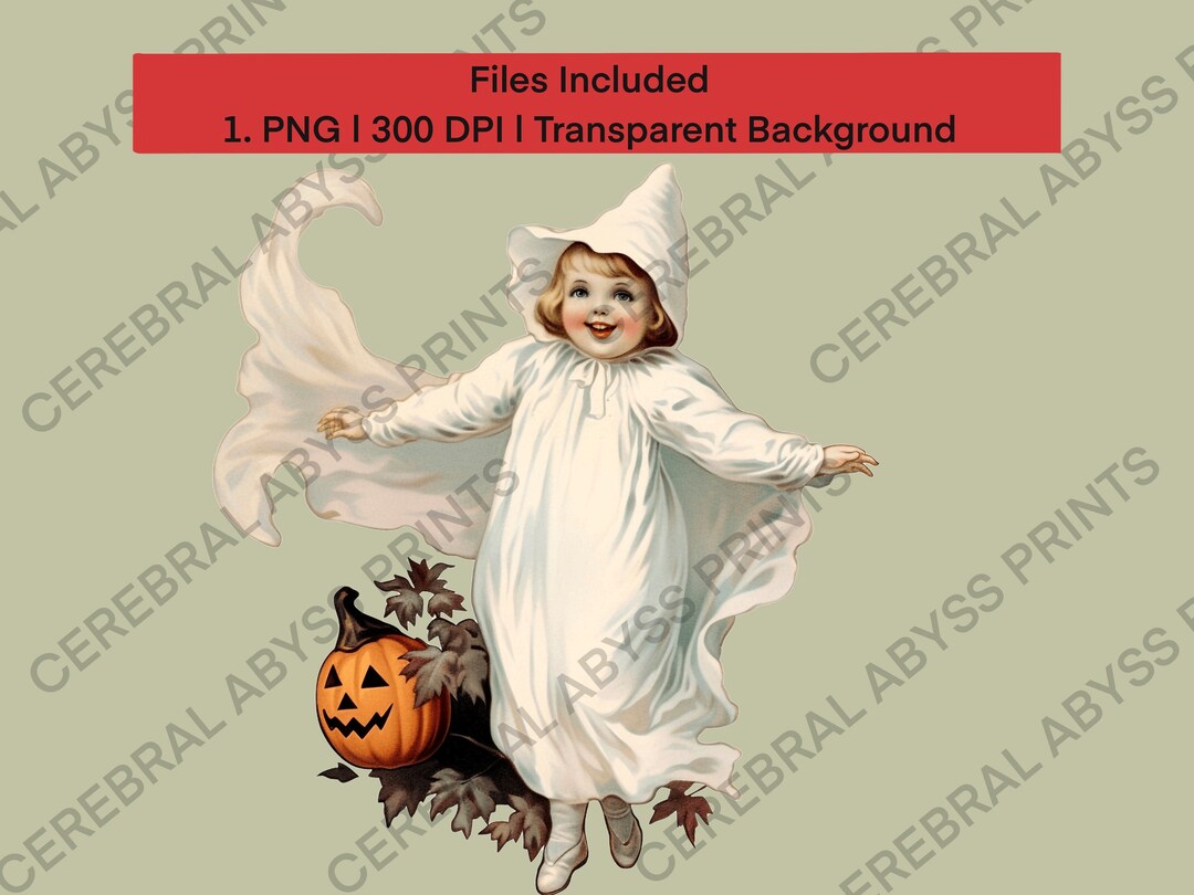 Cute Vintage Halloween Ghost Clip Art Ghost Clipart Png - Etsy