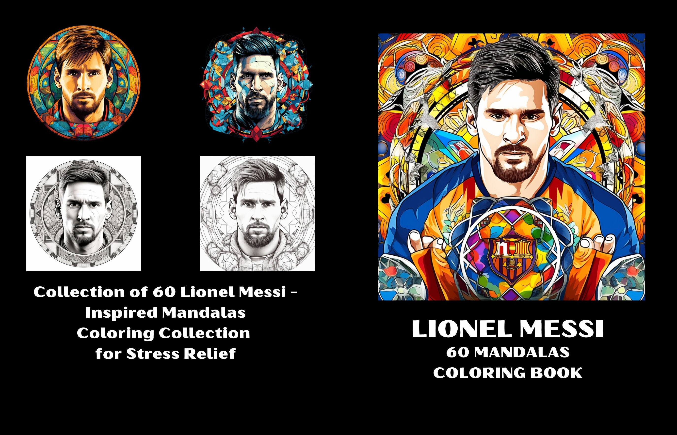 LIONEL MESSI: Collection of 60 Lionel Messi - Inspired Mandalas ...