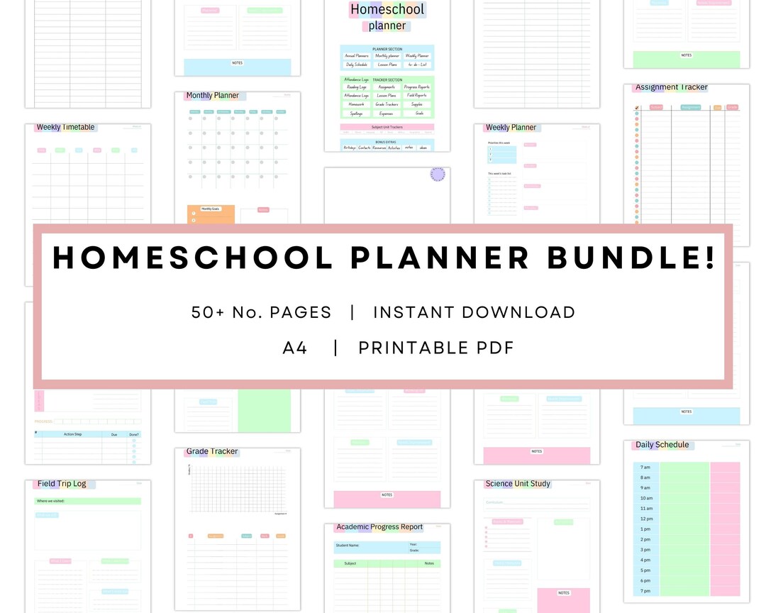 HOMESCHOOL Planner Printable Home School Teacher Academic - Etsy