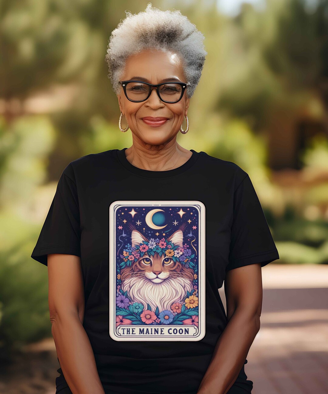 Maine Coon Cat Breed Tarot Card Tshirt Boho Floral Feline Shirt Cat Mom ...