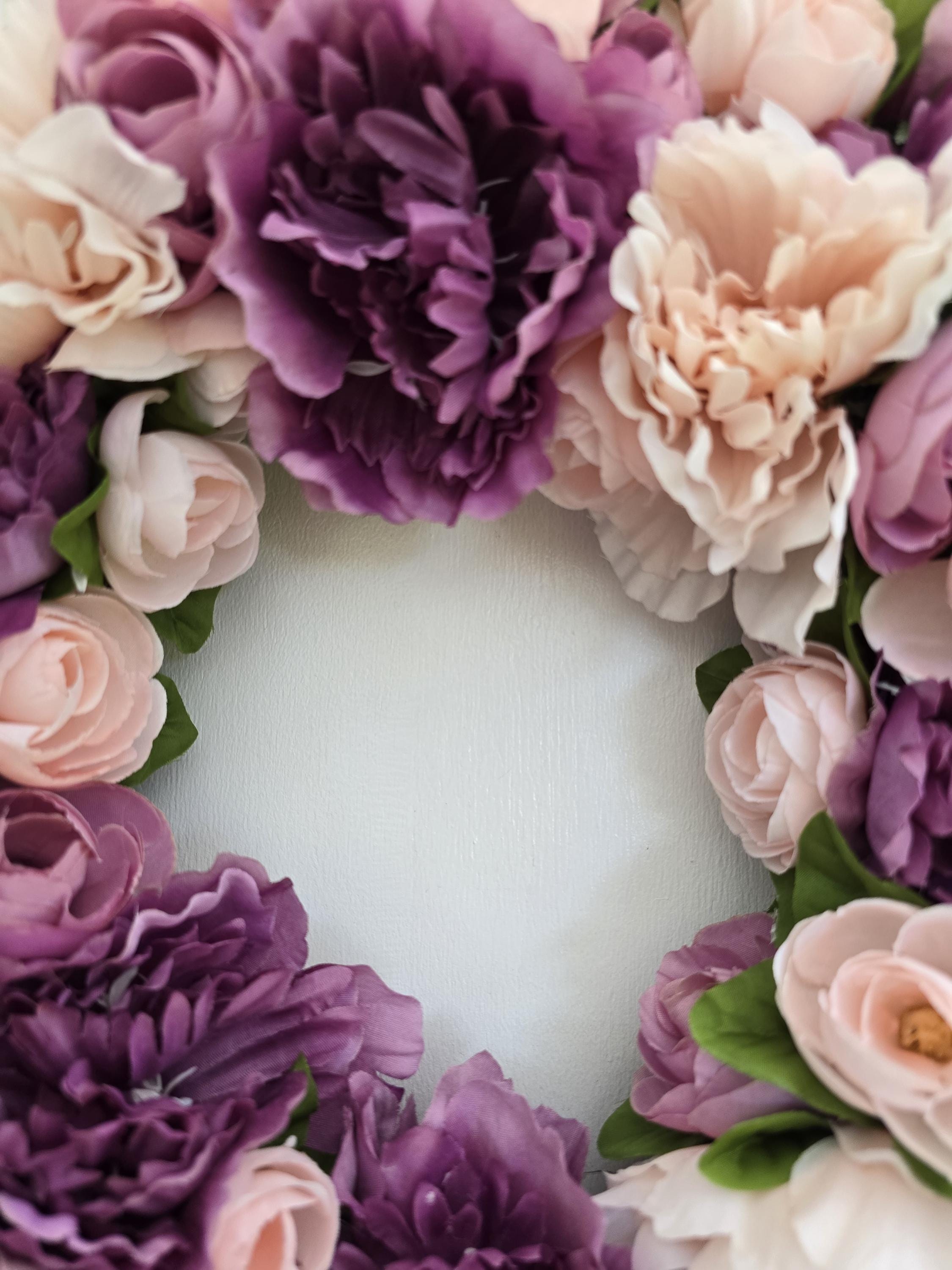 Pink Purple Floral Wreath, Peony Rose Front Door Decor, Spring Summer ...