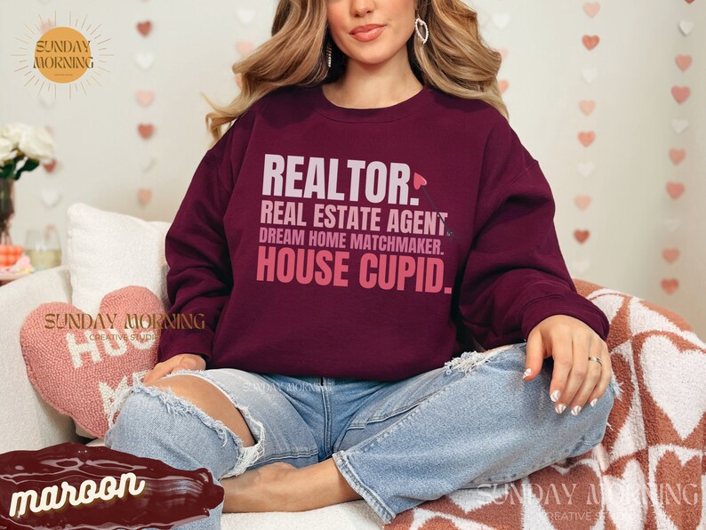 Valentine's Day Real Estate Agent Sweatshirt, Realtor Love Day Sweater ...