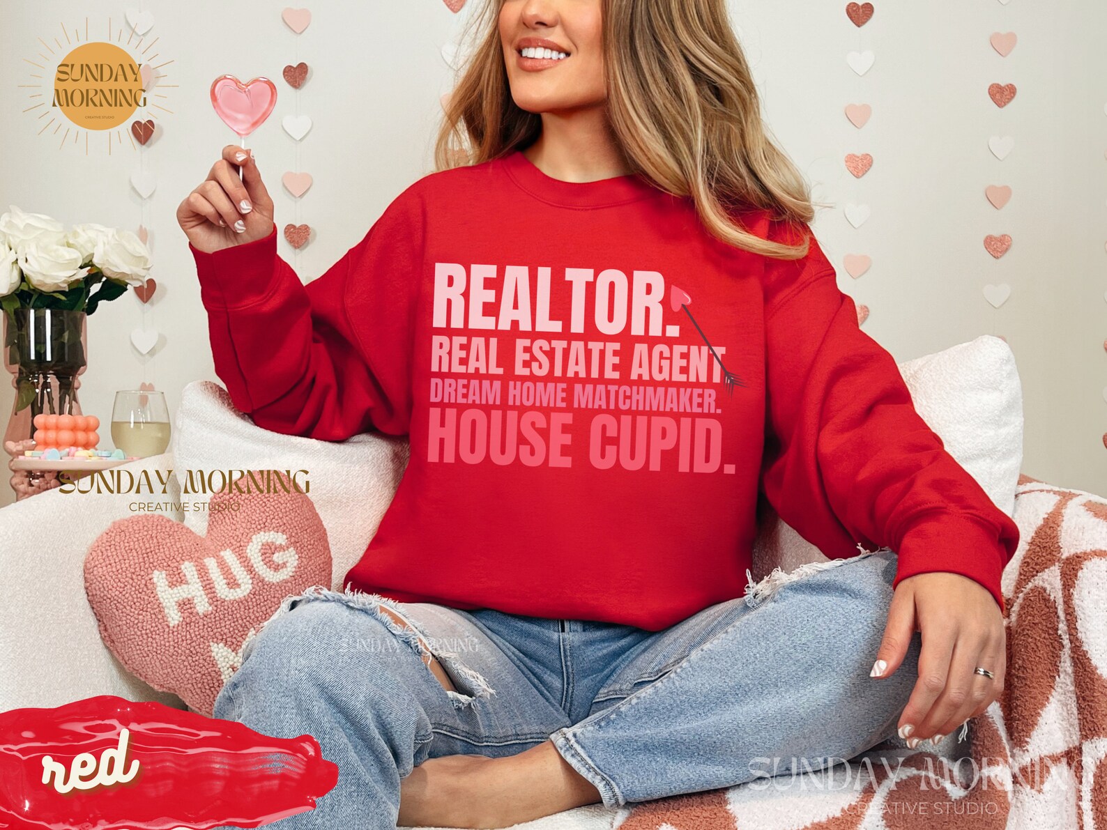 Valentine's Day Real Estate Agent Sweatshirt, Realtor Love Day Sweater ...