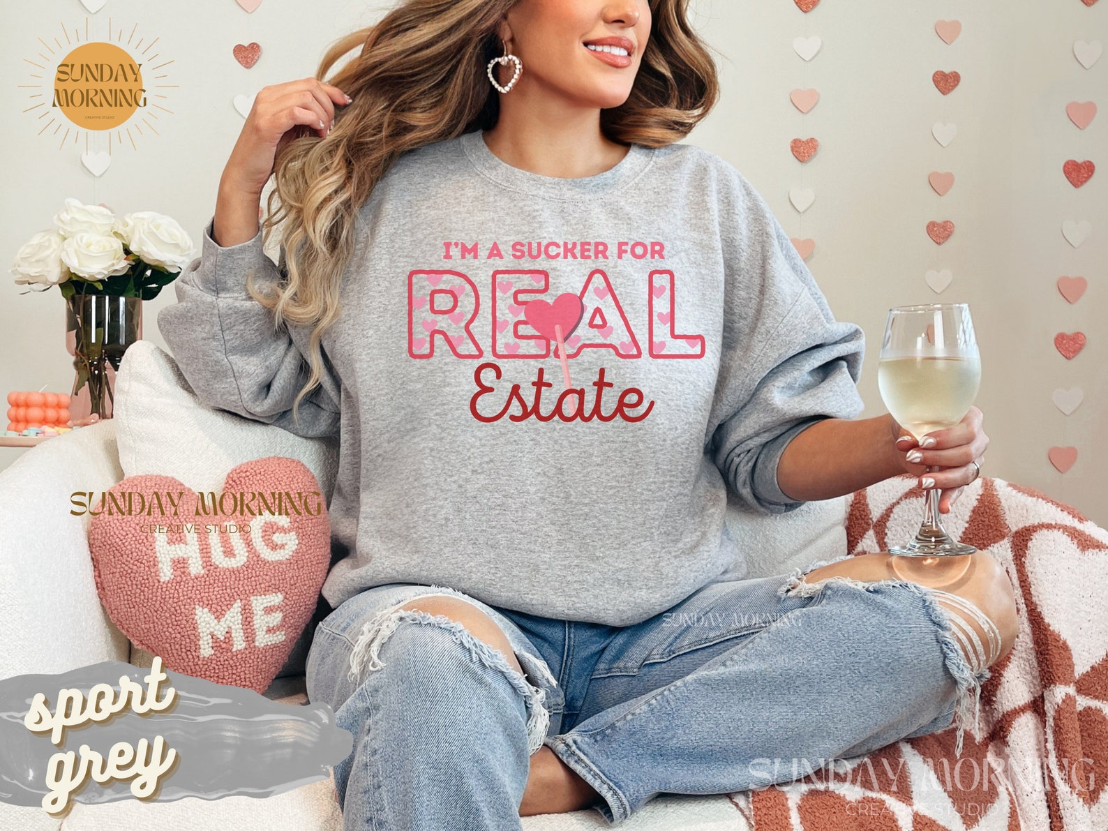 Valentine's Day Real Estate Agent Sweatshirt, Realtor Love Day Sweater ...