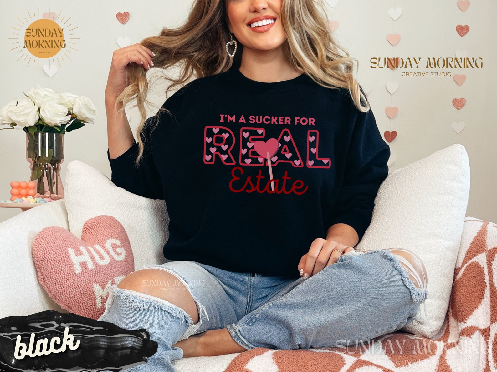 Valentine's Day Real Estate Agent Sweatshirt, Realtor Love Day Sweater ...