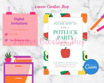 Spring Potluck Invite Template Editable Potluck Invitation Potluck ...