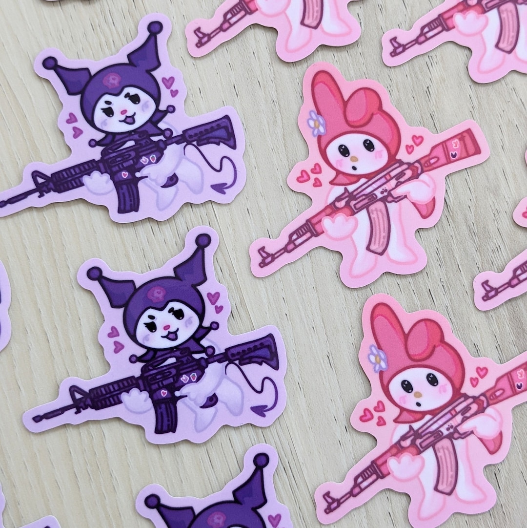 Sanrio Kuromi And Melody Matching Gun Vinyl Stickers Etsy