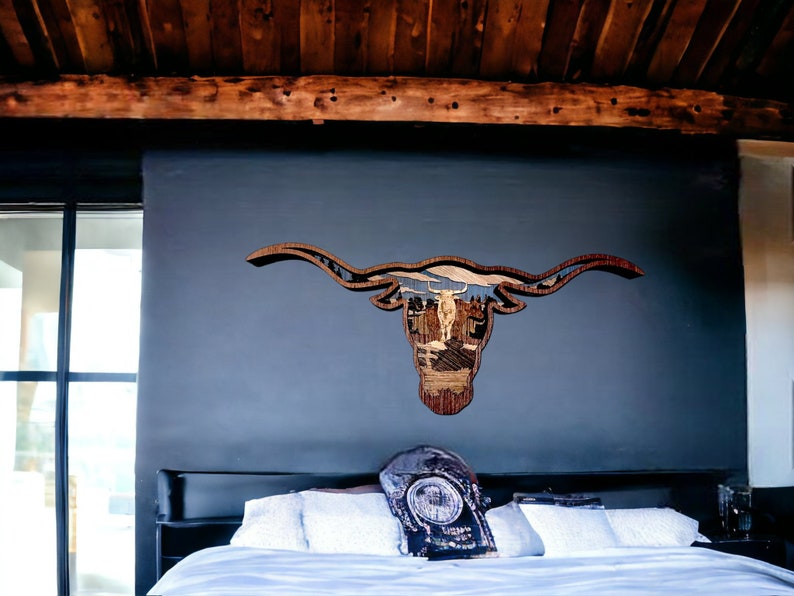 Layered Wood Longhorn Bull Cow Skull - Etsy