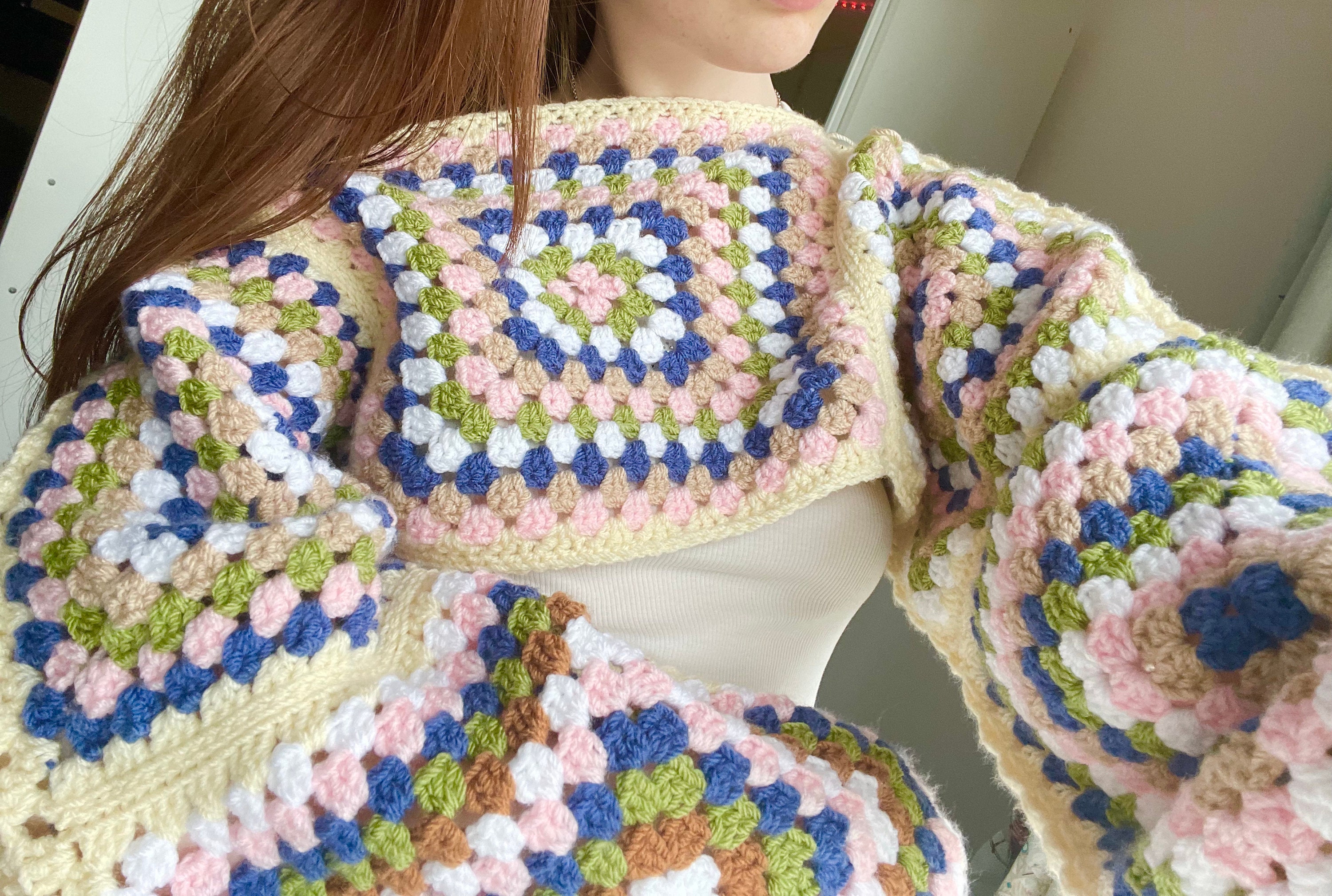 Granny Square Crochet Shrug Jumper | Crochet, Homemade, Pullover ...
