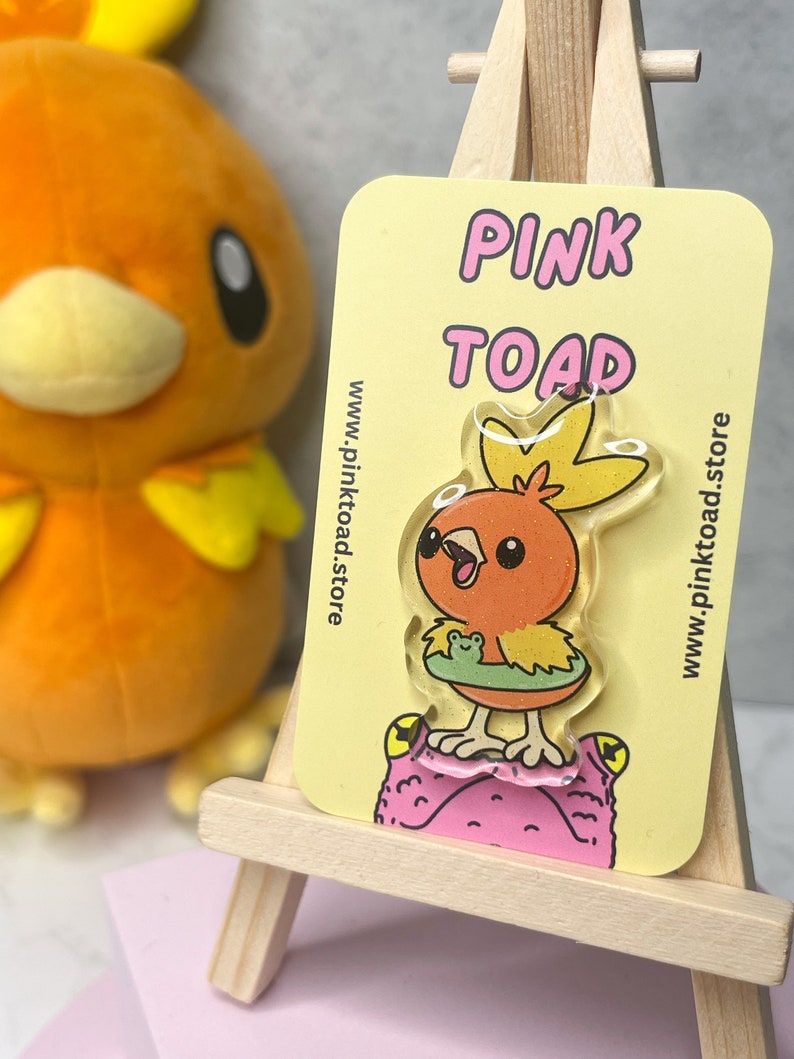 Torchic Frog Floatie Glitter Acrylic Pin Badge / Pokemon Accessories ...